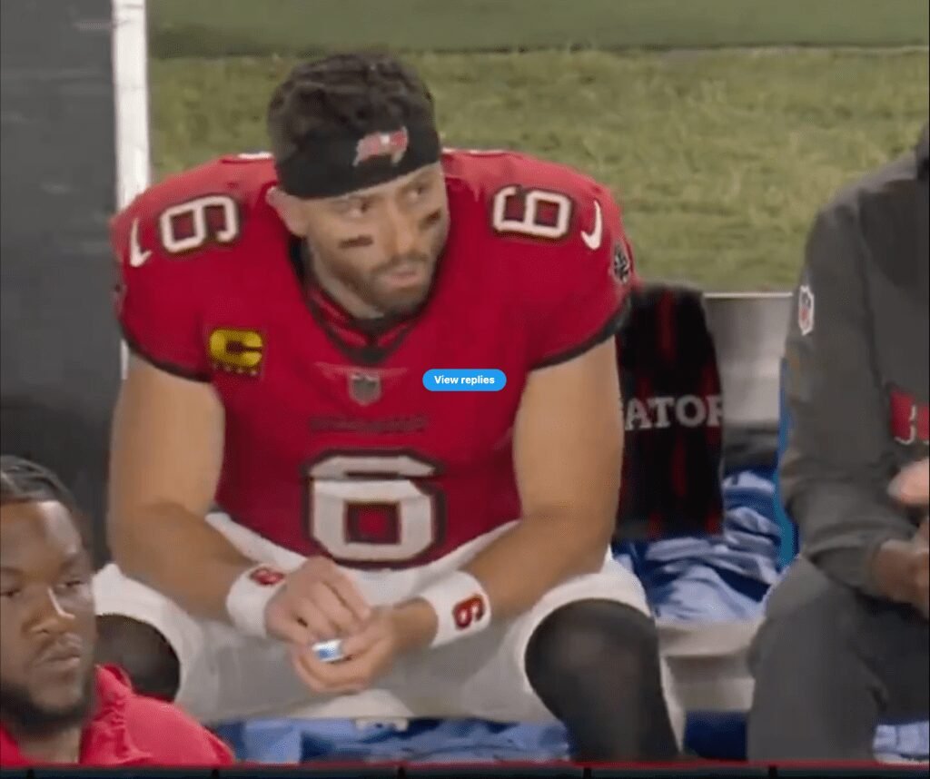 Baker Mayfield appears to pop ZYN on Buccaneers sideline during painful ...