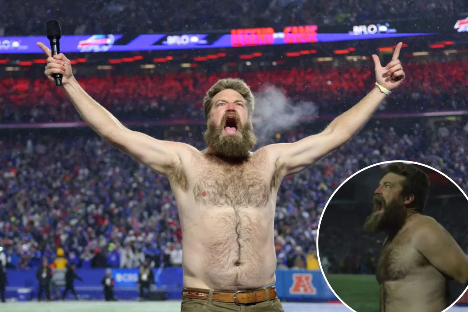 Ryan Fitzpatrick goes shirtless in freezing temps to hype Bills playoff ...