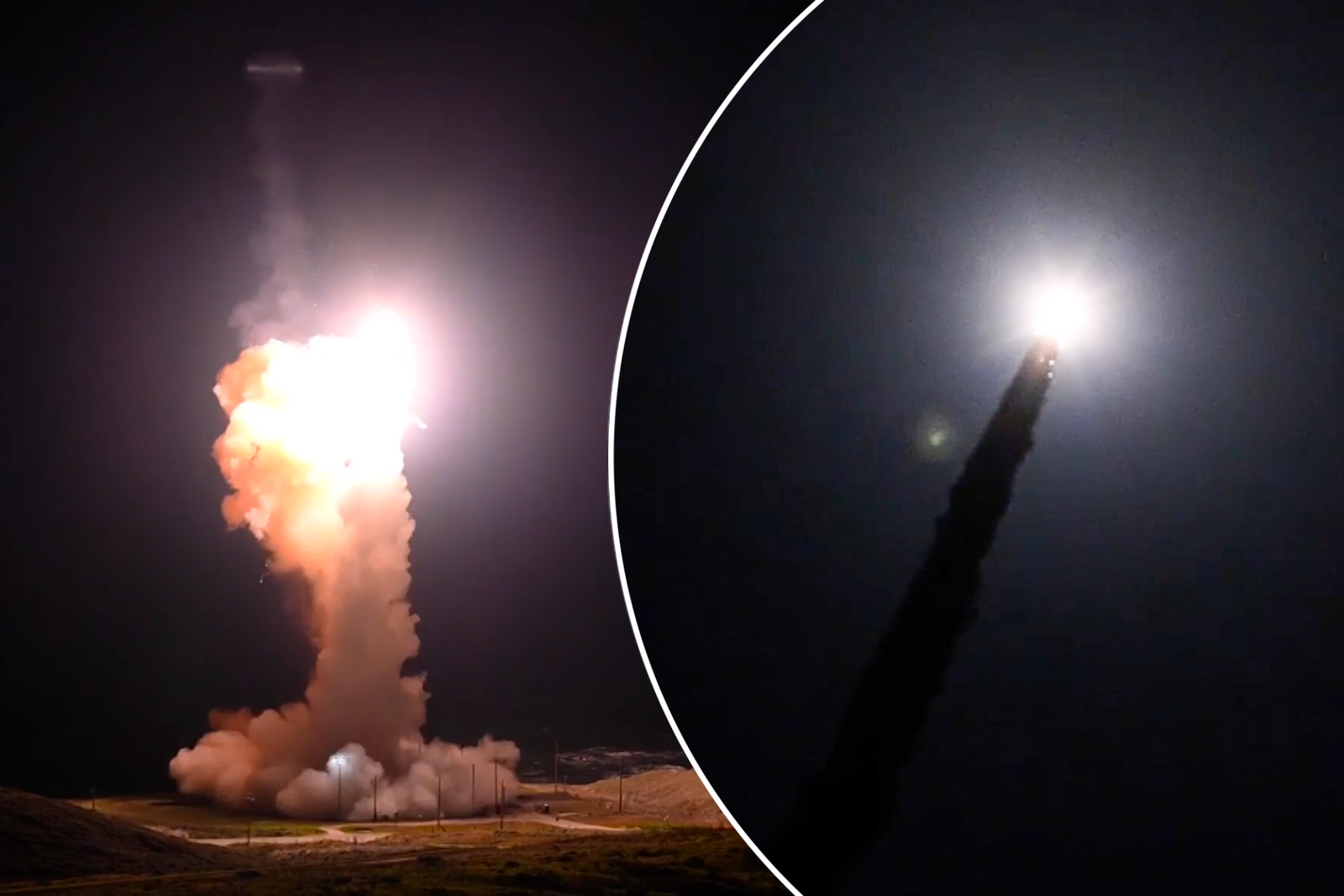 ICBM, Minuteman III, blasts off during operational test at Vandenberg ...